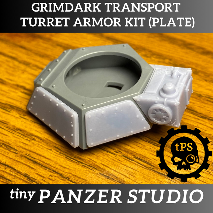 3D Printable Grimdark Transport Turret Armor upgrades by Tiny Panzer Studio