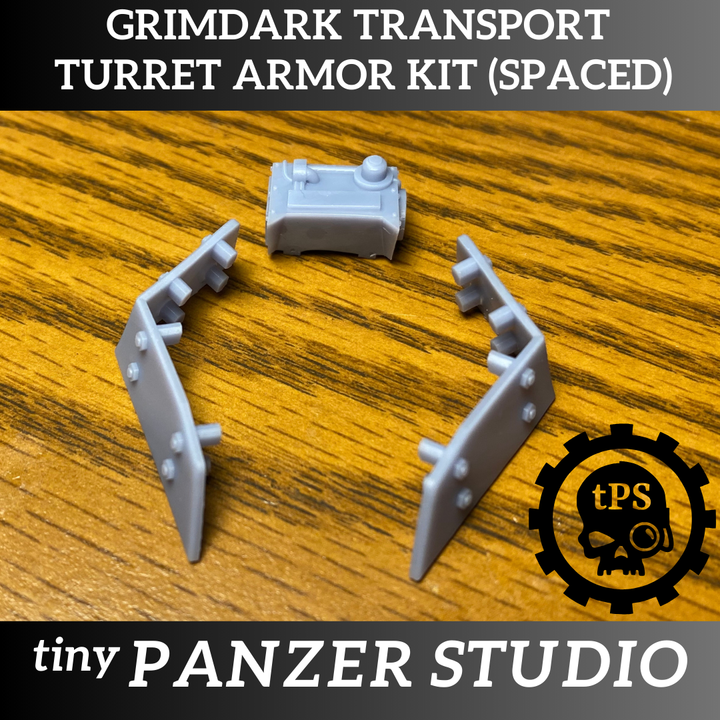 3D Printable Grimdark Transport Turret Armor upgrades by Tiny Panzer Studio