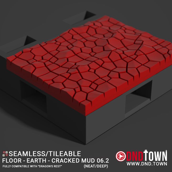 3D Printable Floor - Earth - Cracked Mud - Wall Edge 06.2 (NEAT/DEEP ...
