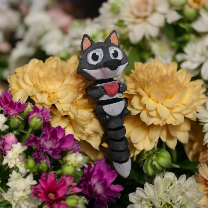 3D Printable Flexi Articulating Wolf Holding Heart by 3DJPDESIGNS