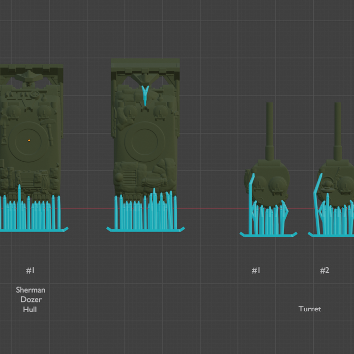 3D Printable WW2 Sherman Tank with Dozer Blade 32mm length 1:200 Scale ...
