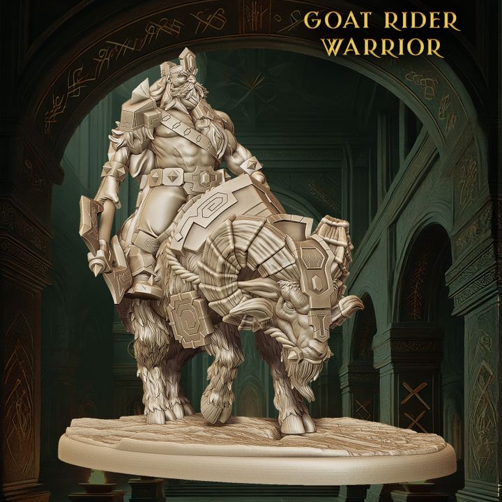 3D Printable Dwarf Warrior Goat Rider - Army of Chaos: Dwarfs by ...