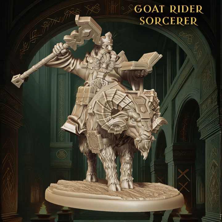 3D Printable Dwarf Sorcerer - Goat Rider - Army of Chaos: Dwarfs by ...
