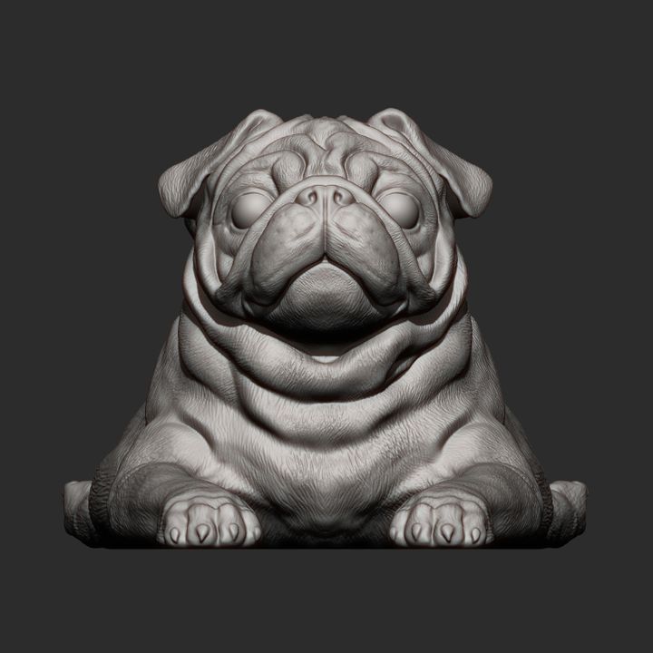 3D Printable Pug by AKUZMENKO