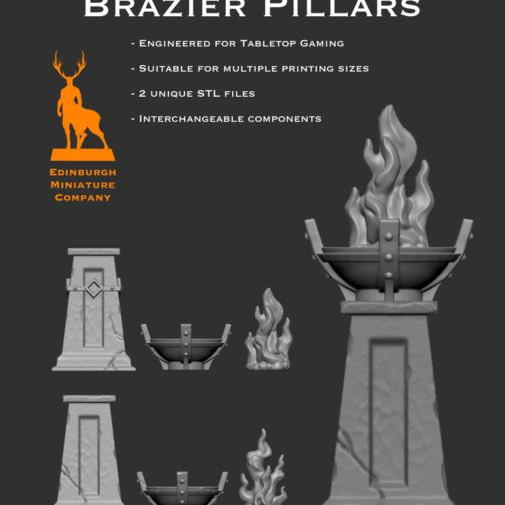3D Printable Underworld Brazier Pillars by Edinburgh Miniature Company