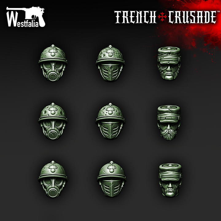 3D Printable Trench Crusade - French Heads by Trench Stench