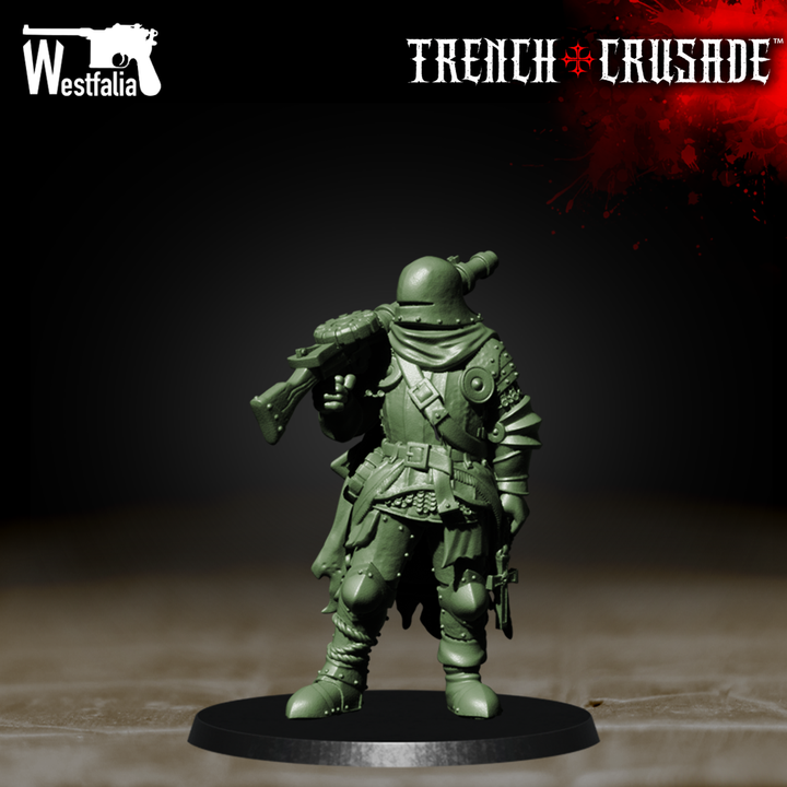 3D Printable Trench Crusade - Red Brigade Shock Trooper with Lewisgun ...