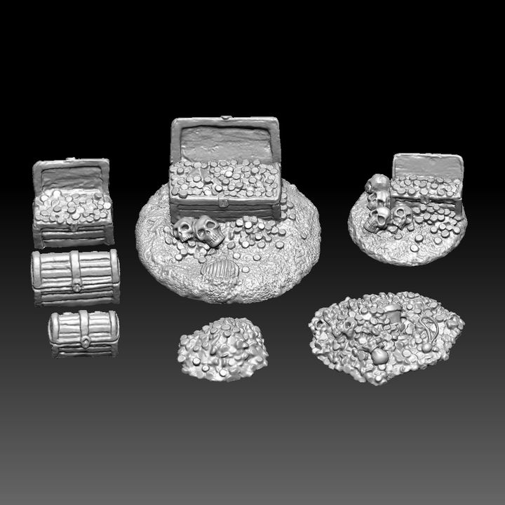 3D Printable Chest & Treasure set by Dark Art Digital