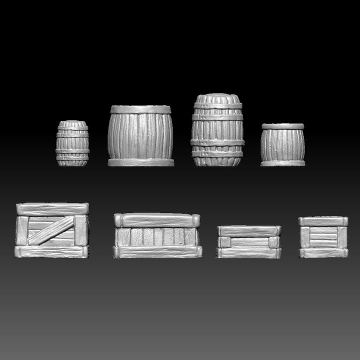 3D Printable Crate & Barrel set by Dark Art Digital