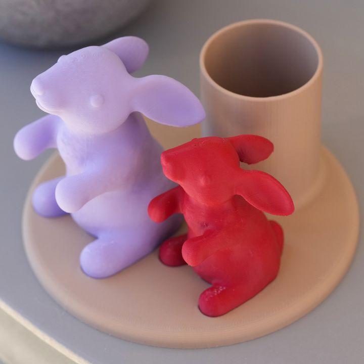 3D Printable Bunny rabbits pen holder by Philippe Barreaud
