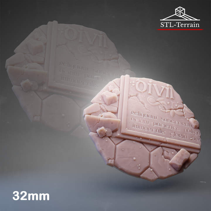 3D Printable Gothic Ruined Temple Base Toppers 01 by STL Terrain