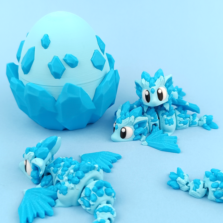 3D Printable Flexi Crystal Dragon & Egg Print-in-place by 3DGOB
