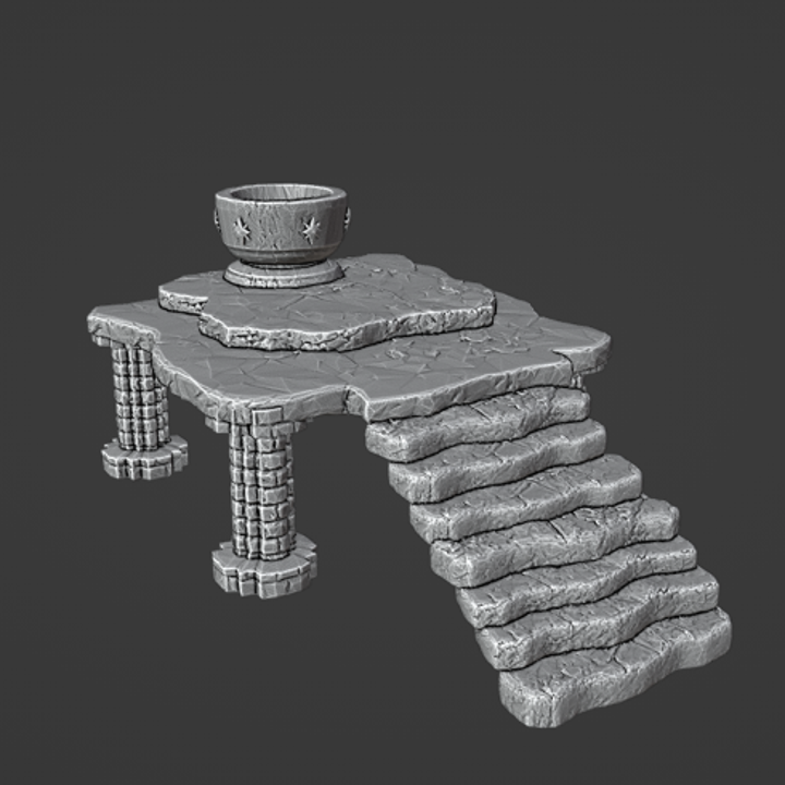 3D Printable Pulp Era Ancient Stone Alter by Michael Crossman