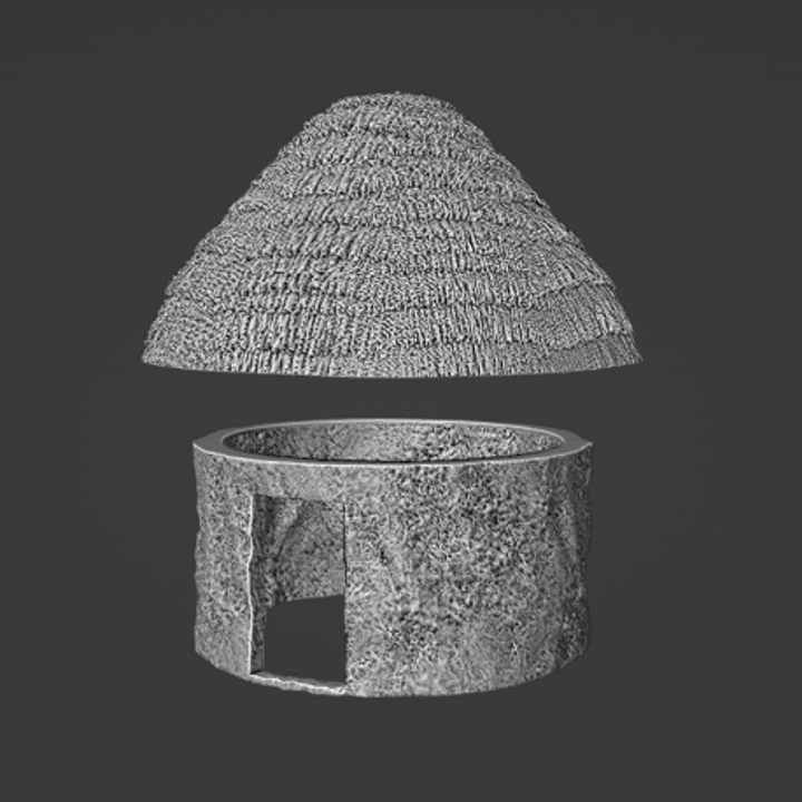 3D Printable Pulp Era Primitive Mud and Grass Hut by Michael Crossman