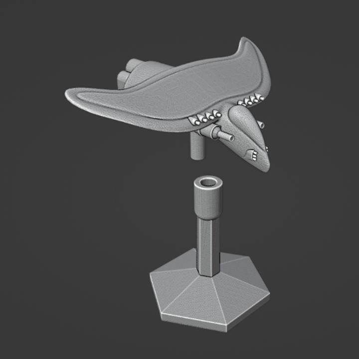 3D Printable Science Fiction Hawk Frigate Spaceship and Flight Stand by ...