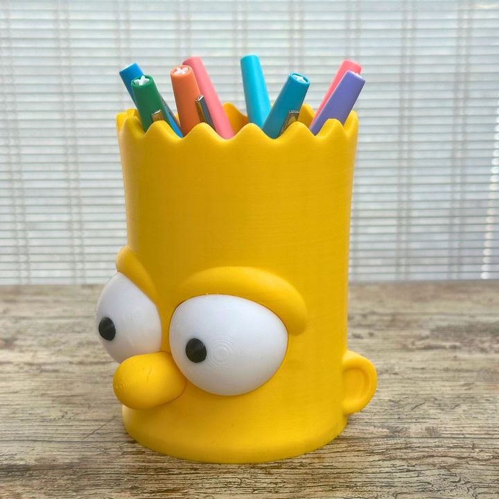 3D Printable BART SIMPSON CONTROLLER HOLDER / PENCIL HOLDER by Aslan