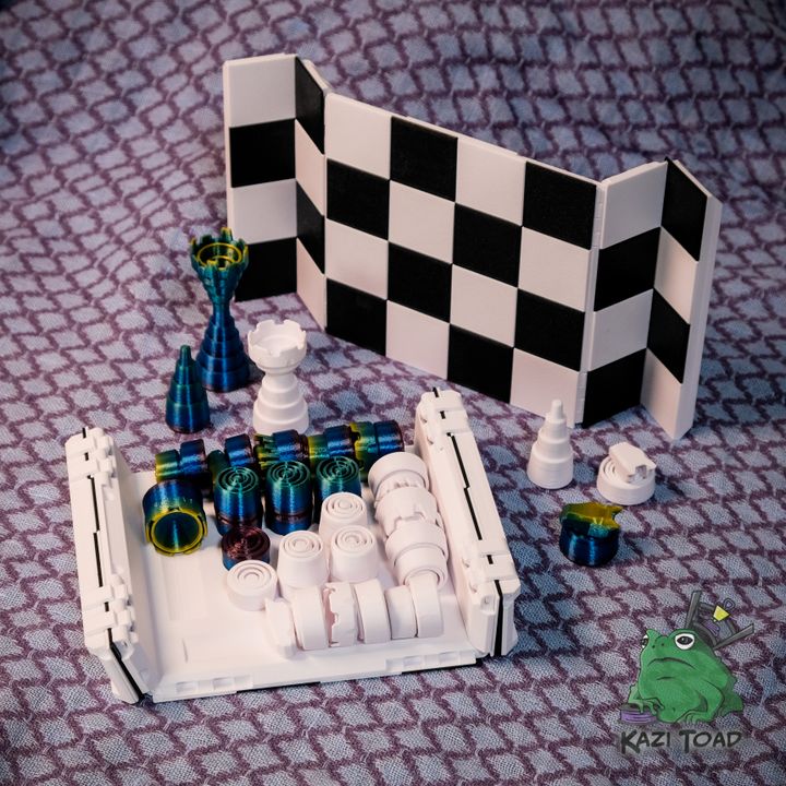 3D Printable Telescoping Chess Complete Set by Kazi Toad