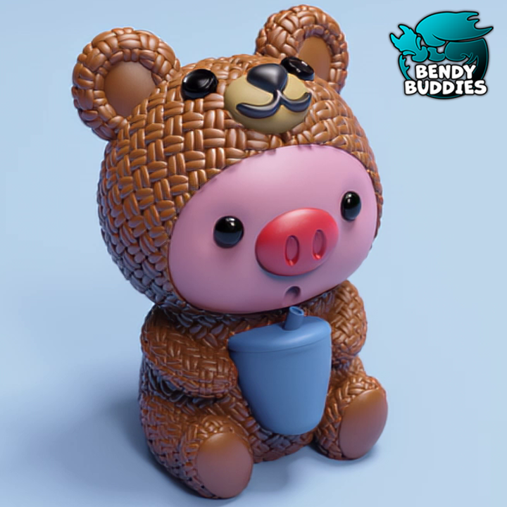 3D Printable Piggy Bear Costume / Cute Knitted Beast Model ...