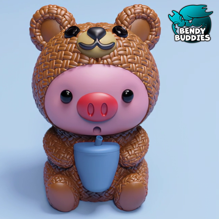 3D Printable Piggy Bear Costume / Cute Knitted Beast Model ...