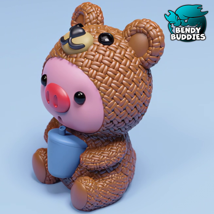 3D Printable Piggy Bear Costume / Cute Knitted Beast Model ...