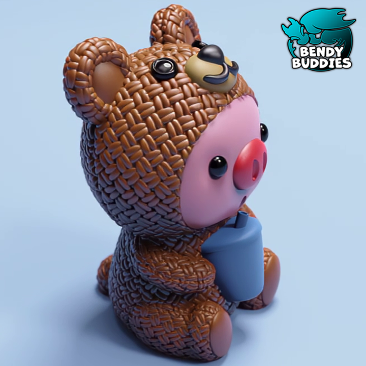 3D Printable Piggy Bear Costume / Cute Knitted Beast Model ...