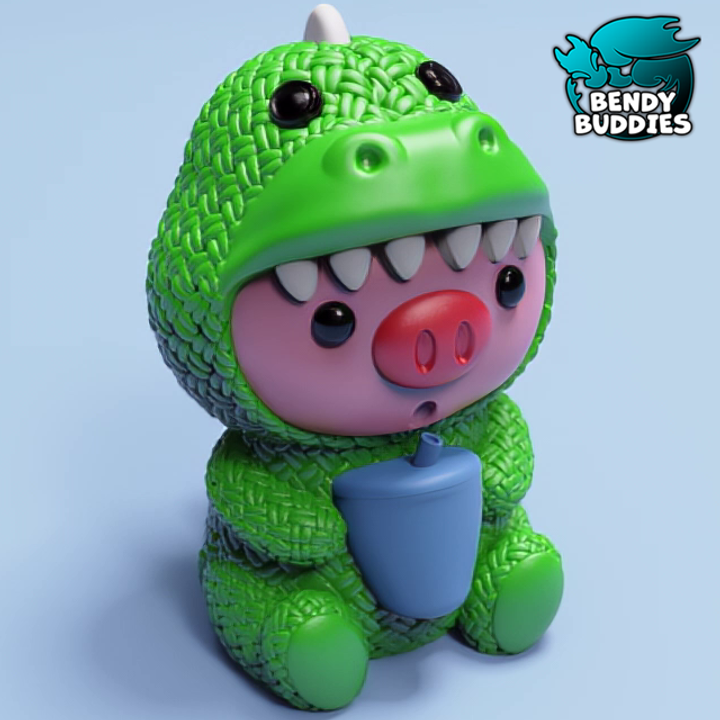 3D Printable Piggy Dinosaur Costume / Cute Knitted Beast Model ...