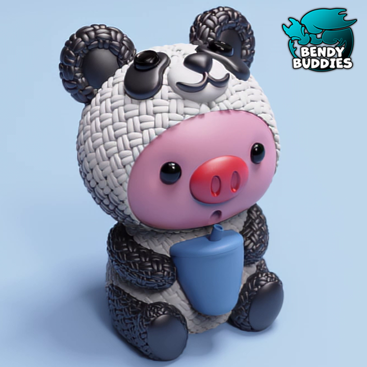 3D Printable Piggy Panda Costume / Cute Knitted Beast Model ...