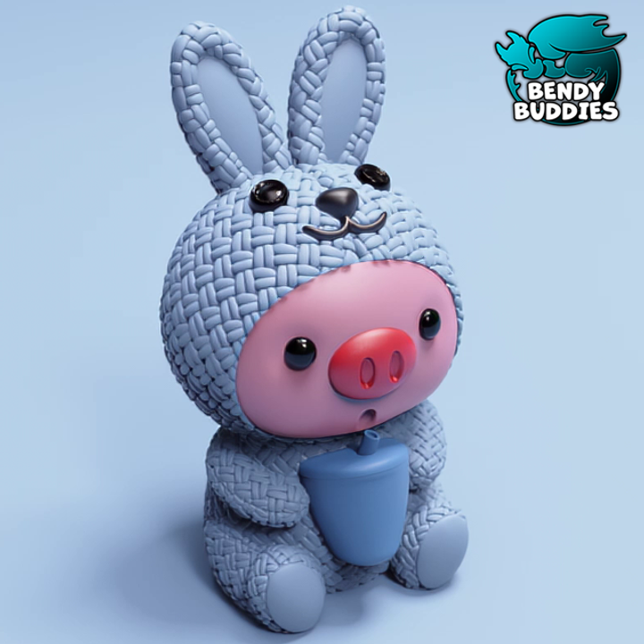 3D Printable Piggy Rabbit Costume / Cute Knitted Beast Model ...