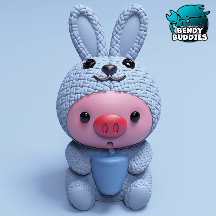 3D Printable Piggy Rabbit Costume / Cute Knitted Beast Model ...