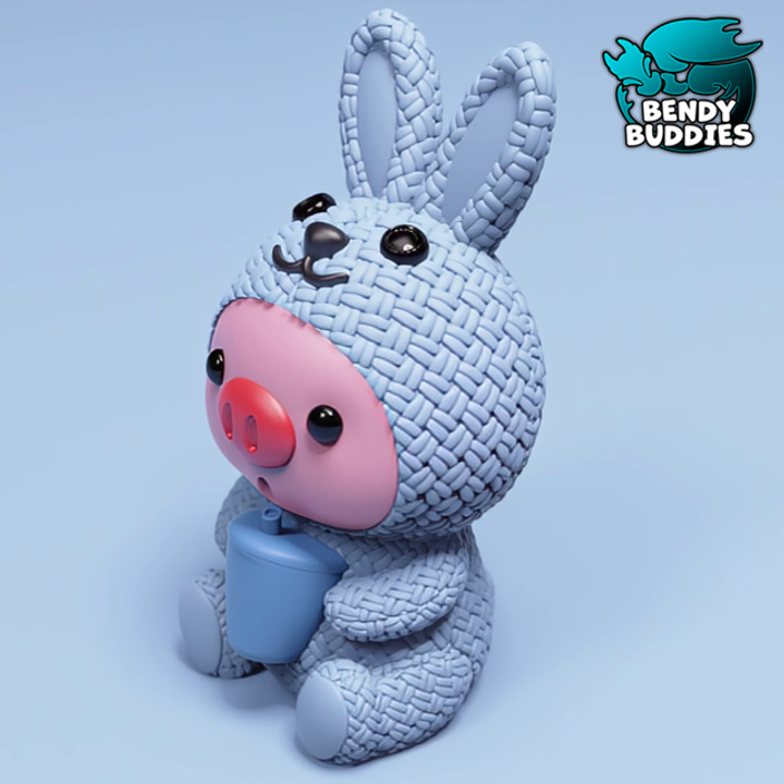3D Printable Piggy Rabbit Costume / Cute Knitted Beast Model ...