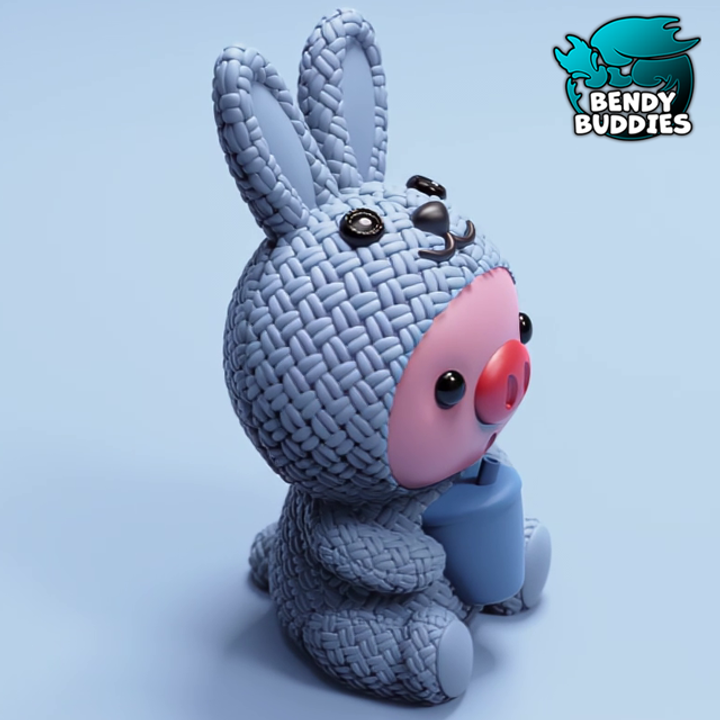 3D Printable Piggy Rabbit Costume / Cute Knitted Beast Model ...