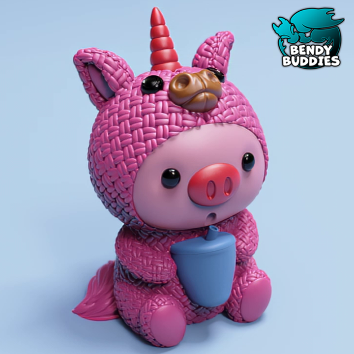 3D Printable Piggy Unicorn Costume / Cute Knitted Beast Model ...