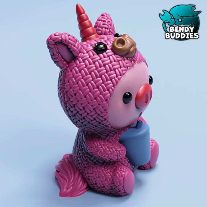 3D Printable Piggy Unicorn Costume / Cute Knitted Beast Model ...