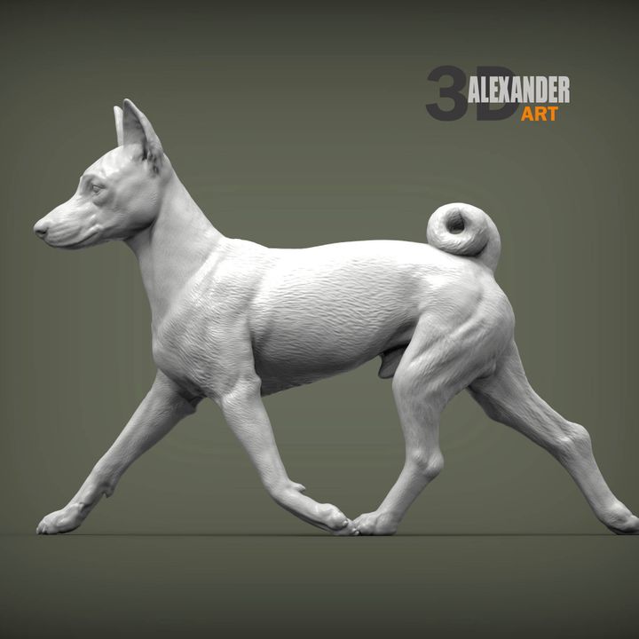 3D Printable basenji runs by Alexander3dart