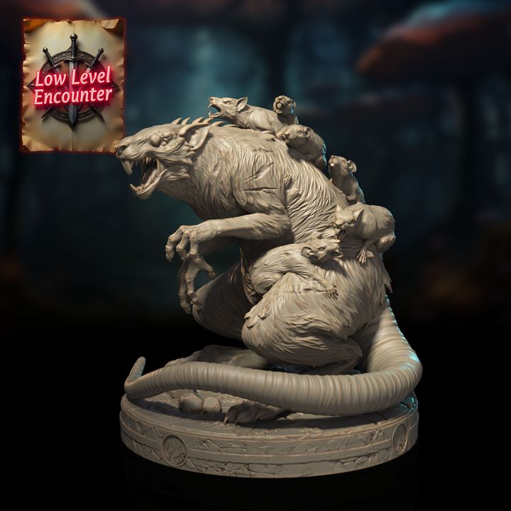 3D Printable Giant Rats Bundle by Low Level Encounter