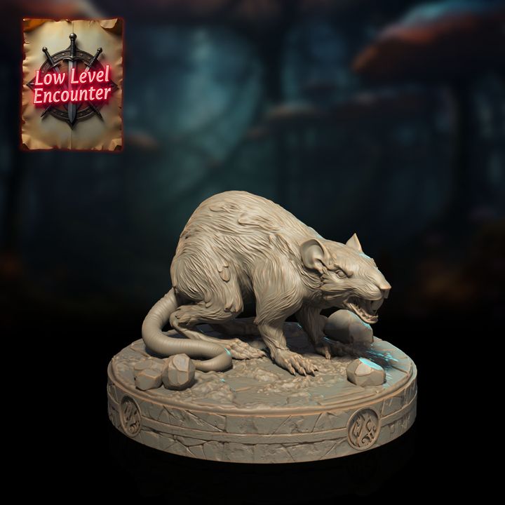 3D Printable Giant Rats Bundle by Low Level Encounter