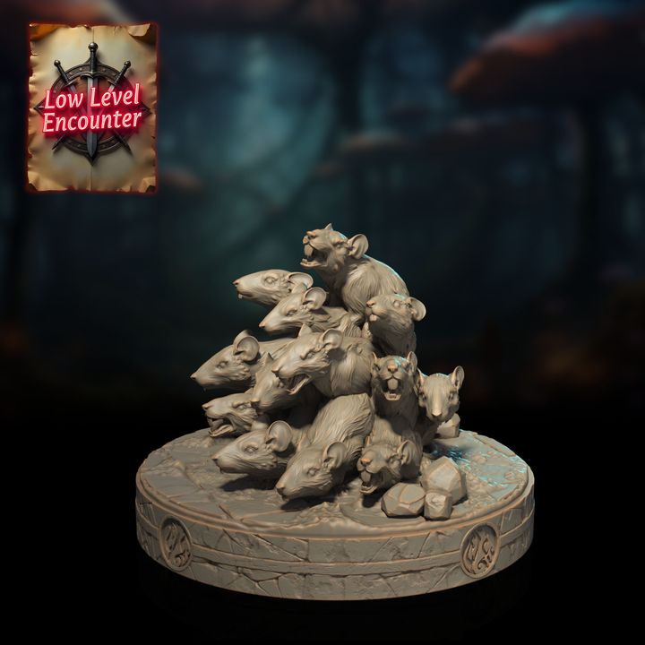 3D Printable Giant Rats Bundle by Low Level Encounter