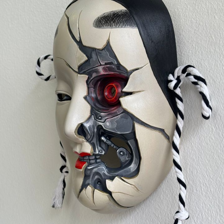 3D Printable onnabot - japanese mask by Golden Kaeru