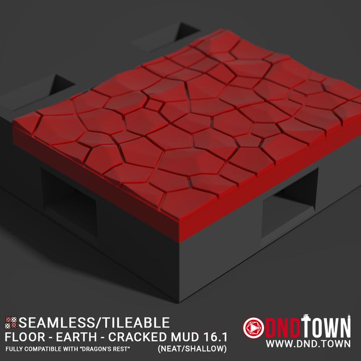 3D Printable Floor - Earth - Cracked Mud - Wall Edge 16.1 (NEAT/SHALLOW ...
