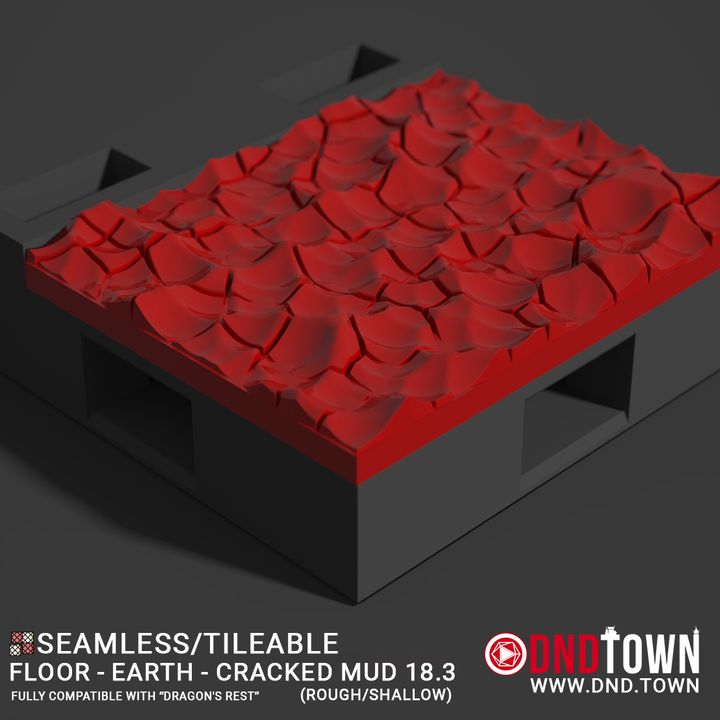 3D Printable Floor - Earth - Cracked Mud - Wall Edge 18.3 (ROUGH ...