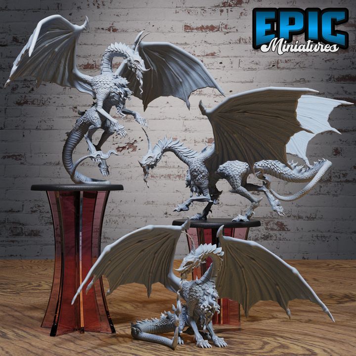3D Printable Moonstone Dragon Set / Legendary Drake / Mountain Monster ...