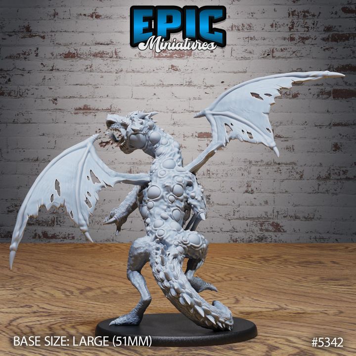 3D Printable Miasma Dragon Jump / Undead Drake / Rotting Monster ...