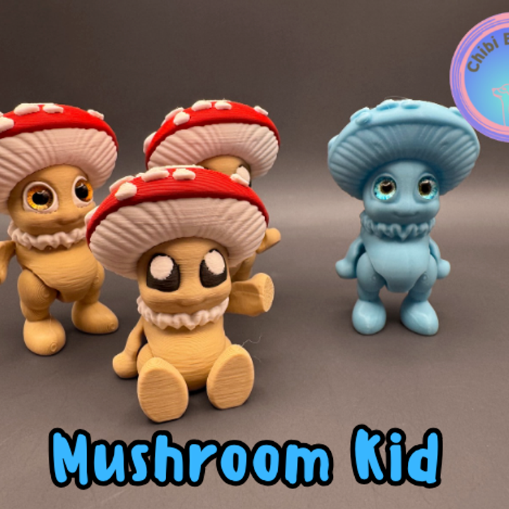 3D Printable Mushroom Kid Flexi by ChibiBestiary