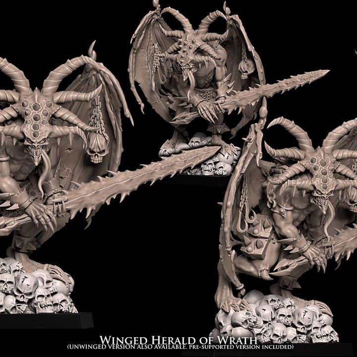 3D Printable Daemon Herald of Wrath (winged and unwinged) by Avatars of War