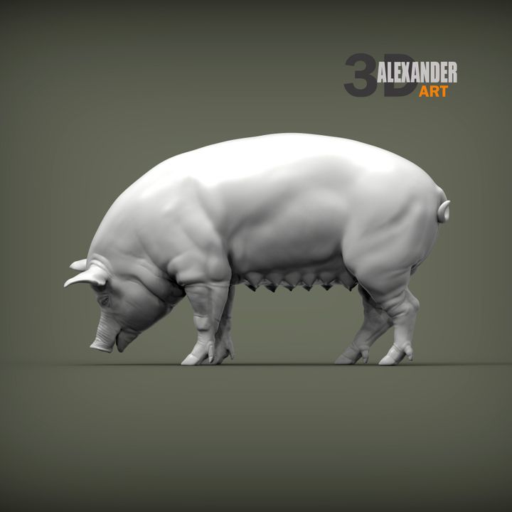 3D Printable Pig eats by Alexander3dart