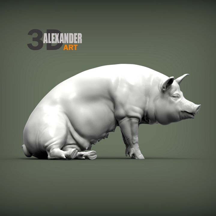 3D Printable pig sitting by Alexander3dart