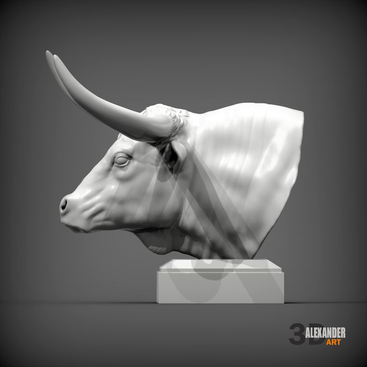 3D Printable Texas Longhorn Bust by Alexander3dart