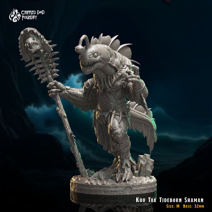 3D Printable Kuo Toa Tideborn Shaman by Crippled God Foundry