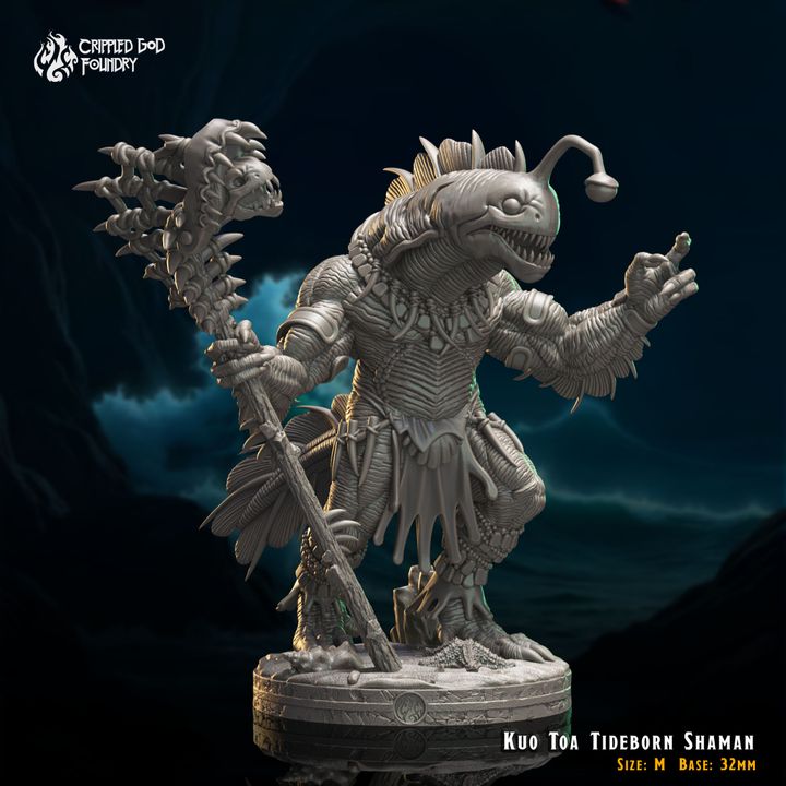 3D Printable Kuo Toa Tideborn Shaman by Crippled God Foundry