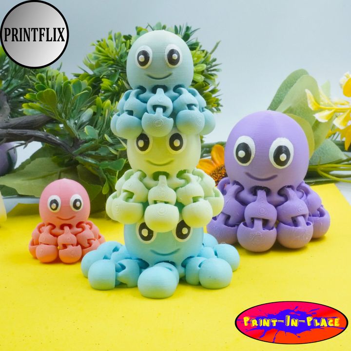 3D Printable CUTE FLEXI TINY OCTOPUS by Printflix
